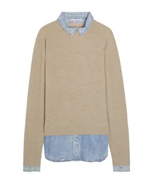 Acne Studios Layered Denim And Wool Jumper