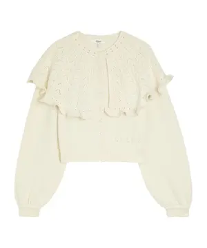 Chloé Collar-detail Wool And Cashmere-blend Cardigan - White