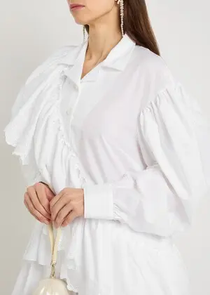 Simone Rocha Ruffled Cotton Midi Shirt Dress