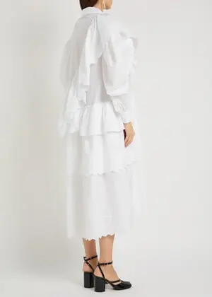 Simone Rocha Ruffled Cotton Midi Shirt Dress