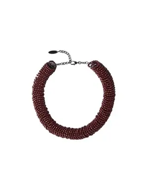 Brunello Cucinelli Hematite And Sterling Silver Choker - Red