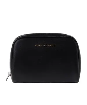 Brunello Cucinelli Brunello Cucinelli Textured Leather Wash Bag Black
