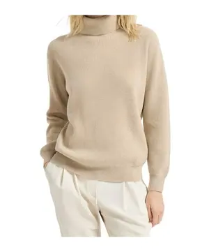 Brunello Cucinelli Cashmere English Rib Knit Turtleneck Sweater