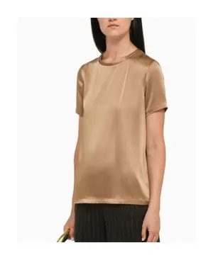 Max Mara T-shirt With Round Neck And Short Sleeves - Nude