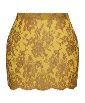 Saint Laurent Saint Laurent Lace Mini Skirt Brown
