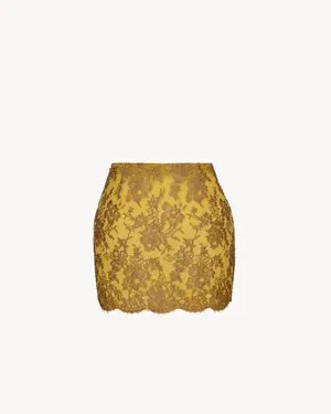 Saint Laurent Lace Mini Skirt - Brown