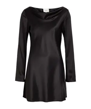 REFORMATION Satin Mini Dress With Flared Sleeves - Black