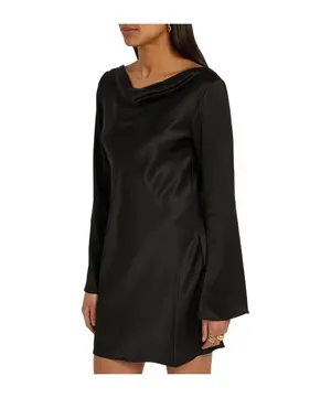 REFORMATION Satin Mini Dress With Flared Sleeves