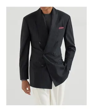 Brunello Cucinelli Chalk Stripe Shawl Lapels Tuxedo Jacket
