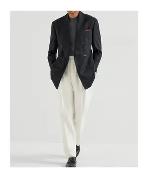 Brunello Cucinelli Chalk Stripe Shawl Lapels Tuxedo Jacket