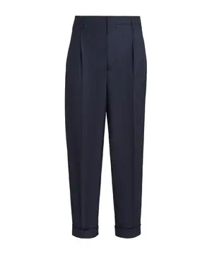Brunello Cucinelli Virgin-wool Chevron Trousers With Double Pleats - Black
