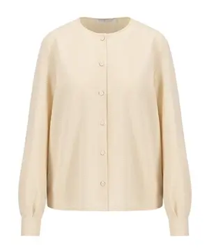 Harris Wharf London Collarless Shirt In Coolmax Seersucker