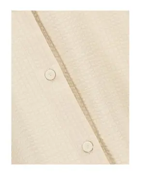 Harris Wharf London Collarless Shirt In Coolmax Seersucker