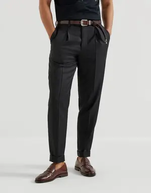 Brunello Cucinelli Tailored Pinstriped Pleated Trousers - Black
