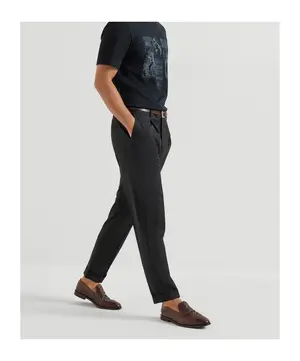 Brunello Cucinelli Tailored Pinstriped Pleated Trousers - Black