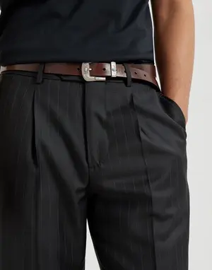 Brunello Cucinelli Tailored Pinstriped Pleated Trousers - Black