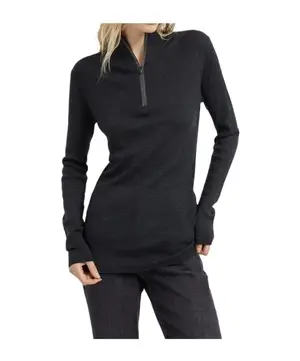 Brunello Cucinelli Ribbed Knit High Neck Top With Zip Detail - Anthracite
