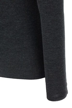Brunello Cucinelli Ribbed Knit High Neck Top With Zip Detail - Anthracite