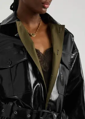 Saint Laurent Belted Vinyl Jacket