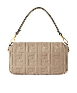 Fendi Embossed Ff Motif Leather Bag - Grey