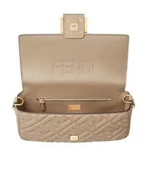 Fendi Embossed Ff Motif Leather Bag - Grey