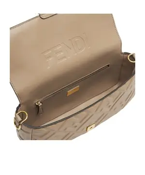 Fendi Embossed Ff Motif Leather Bag - Grey