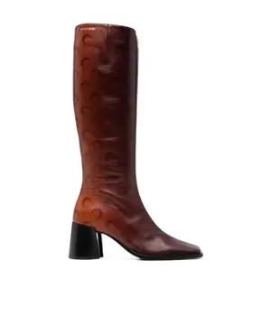 MARINE SERRE Mid-heel Knee-high Boots - Brown
