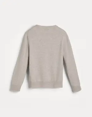 Brunello Cucinelli Crew-neck Logo Cashmere Sweater - Nude