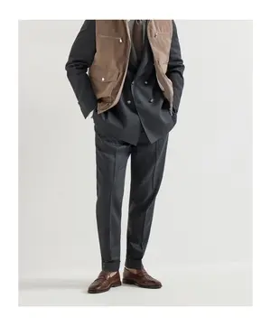 Brunello Cucinelli Chevron Pleated Trousers