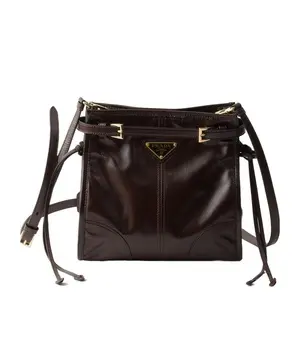 Prada Bonnie Leather Mini Shoulder Bag - Dark Brown