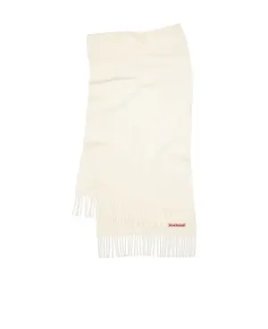 Acne Studios Logo Patch Fringed Scarf - White
