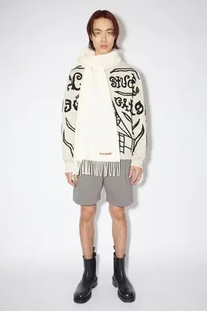 Acne Studios Logo Patch Fringed Scarf