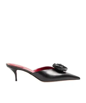 Valentino Garavani Drip Rose Kidskin Mule With Crystals 55mm - Black