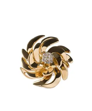 Miu Miu Metal Brooch With Crystals - Yellow