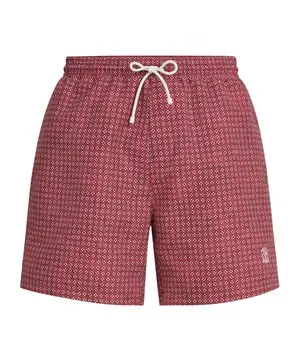 Brunello Cucinelli Geometric Print Swim Shorts - Red