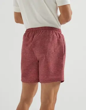 Brunello Cucinelli Geometric Print Swim Shorts - Red
