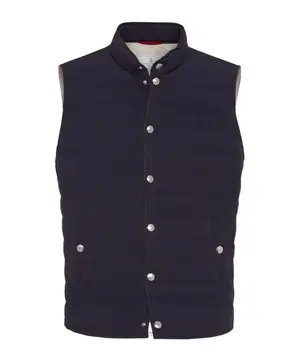 Brunello Cucinelli Quilted Snap-fastening Gilet - Navy