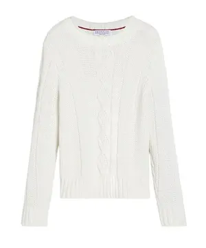 Brunello Cucinelli Fisherman Cable Knit Crew Neck Sweater
