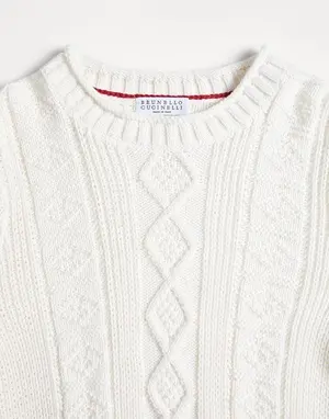 Brunello Cucinelli Fisherman Cable Knit Crew Neck Sweater