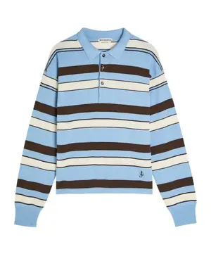 J.W.ANDERSON Striped Knit Polo Shirt - Blue