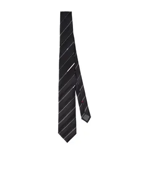 Brunello Cucinelli Striped Silk Tie - Black