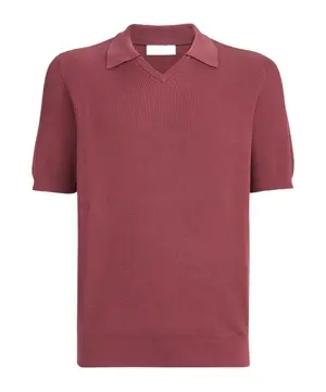 Brunello Cucinelli Fine-knitted Ribbed Polo Shirt - Red