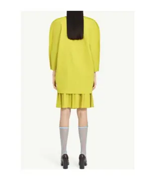 MAISON MARGIELA Lime Yellow Pleated Mini Dress