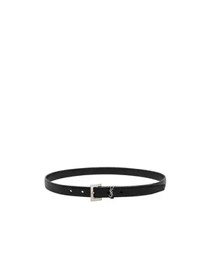 Saint Laurent Logo Leather Belt - Black