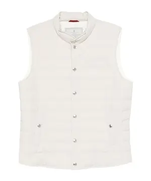 Brunello Cucinelli Quilted Snap-fit Fastening Vest - White