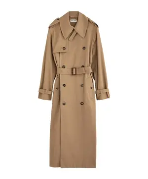 Saint Laurent Double-breasted Cotton Twill Trench Coat - Brown