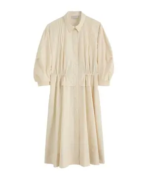 Moncler Cotton-poplin Midi Shirt Dress - Nude