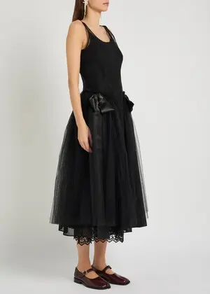 Simone Rocha Bow-appliquéd Tulle Midi Dress