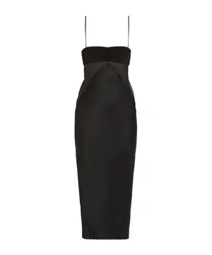 Rick Owens Panelled Satin Midi Slip Dress - Black