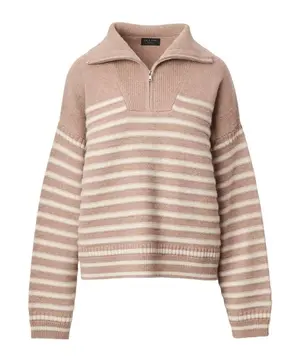 Rag & Bone Striped Half-zip Sweater - Camel